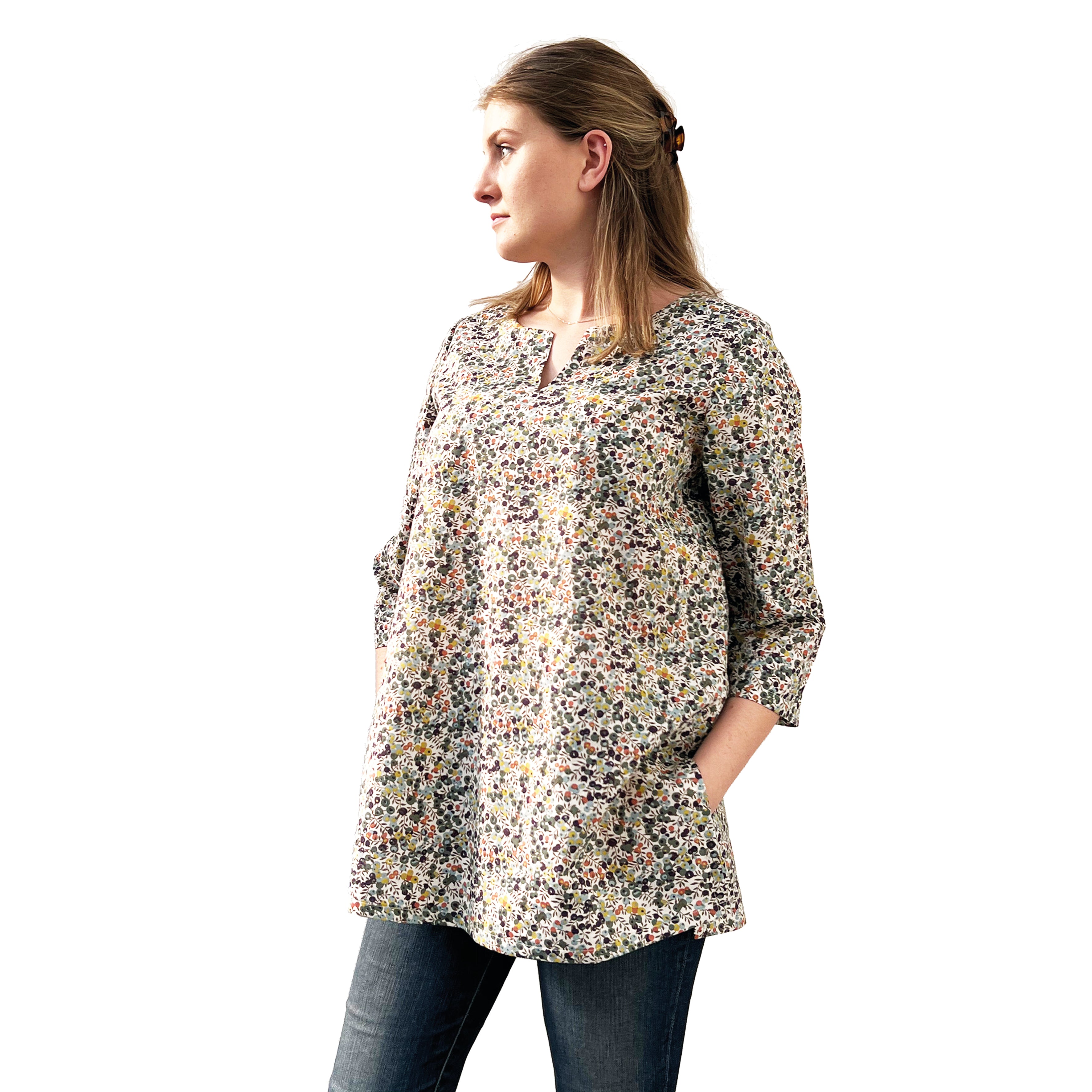 Tunic made with Liberty Fabric: Wiltshire – Lime Tree Collection