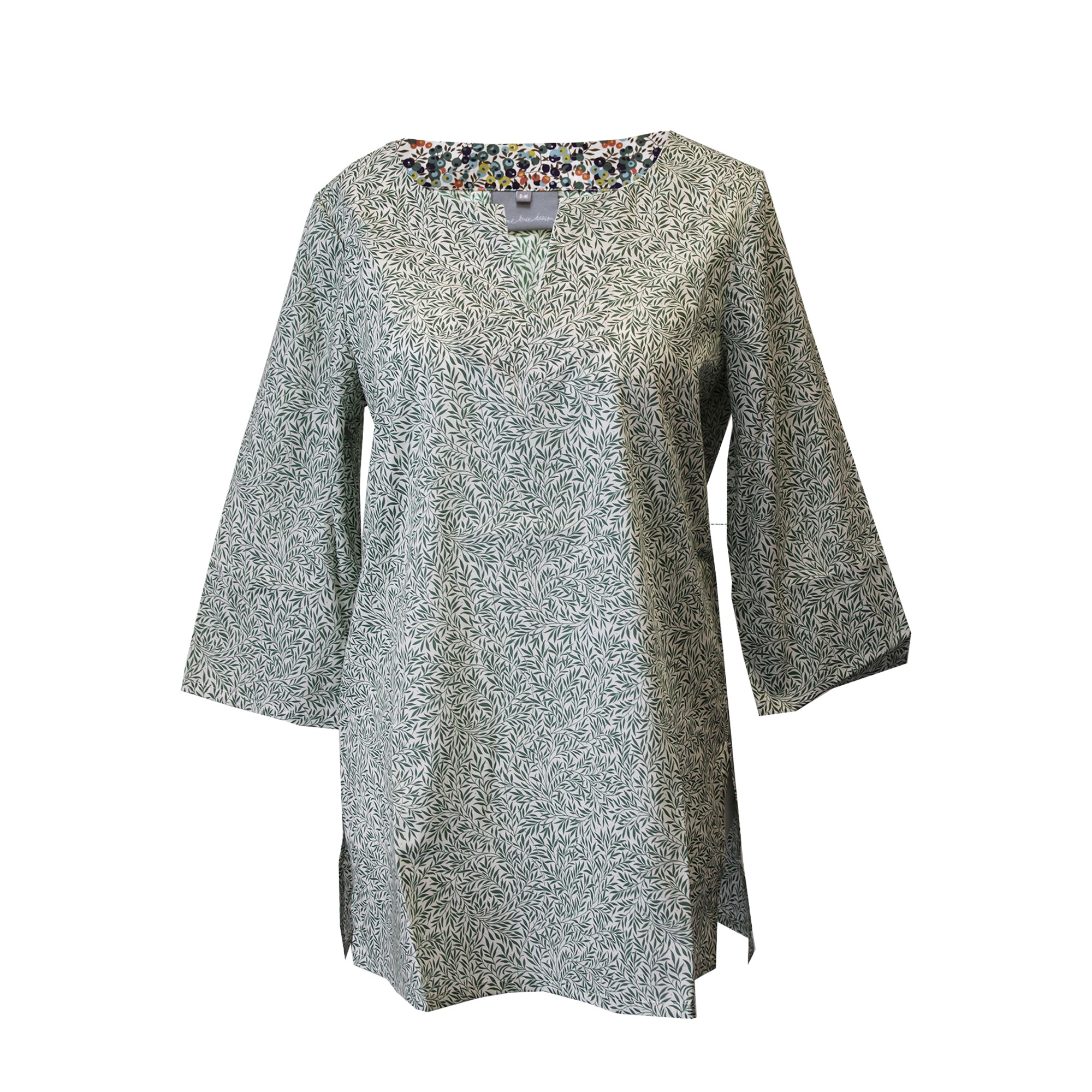 Tunic made with Liberty Fabric: Green Willow – Lime Tree Collection